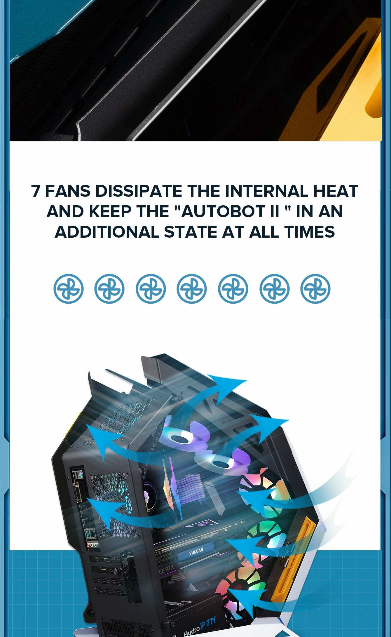 GAMEMAX AutoBot II/ White/Blue/Orange USB3.0 Tempered Glass ATX Full Tower Gaming Computer Case ...